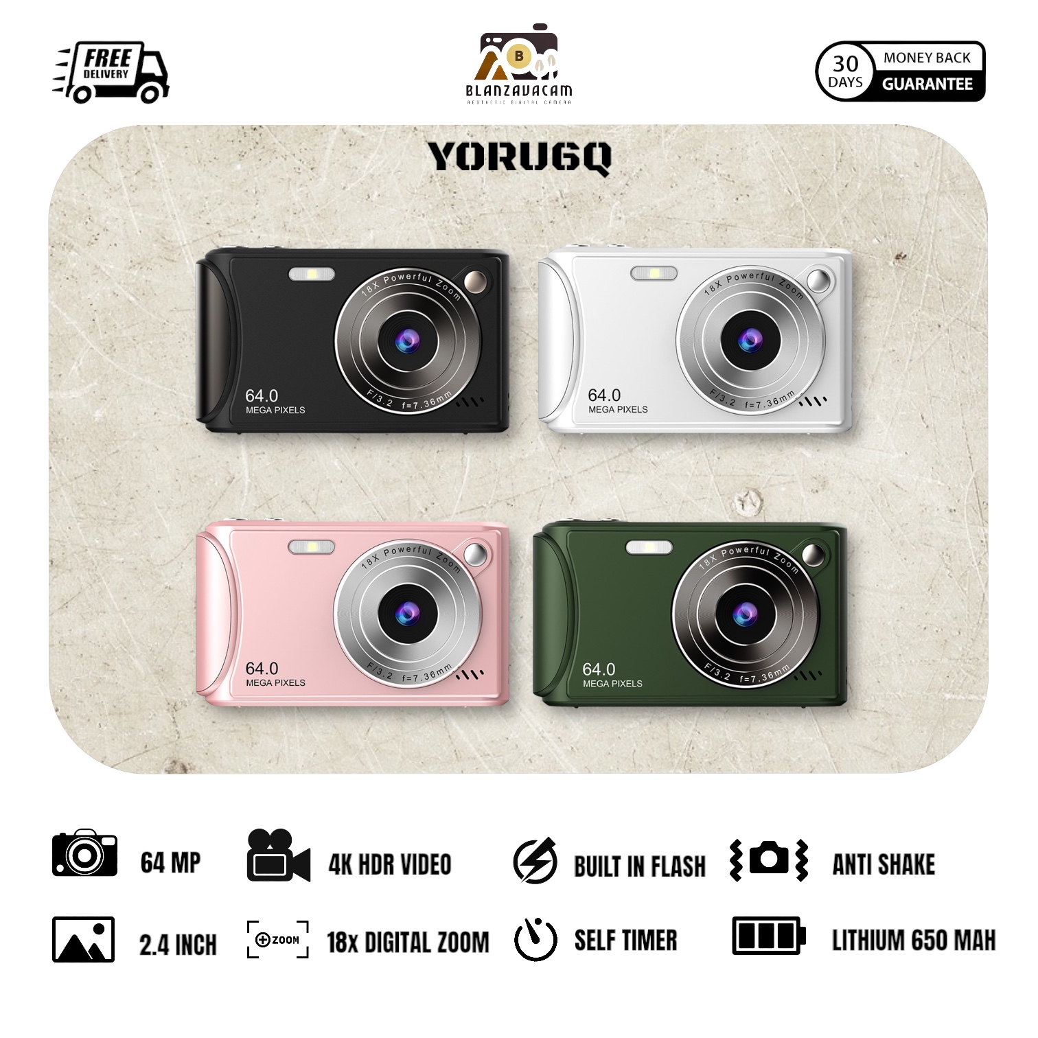 BLANZAVA CAM YORU6Q 4K Digital Camera Original Kamera 64MP Anti Shake ...